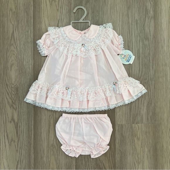 Nursery Rhyme | Matching Sets | Nursery Rhyme Vintage 9s Pink Lace Baby ...